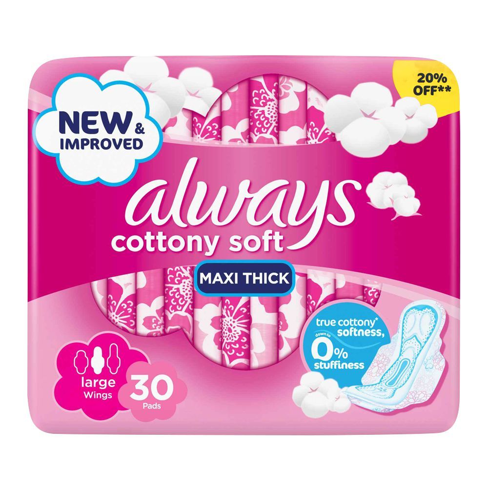 Always Cotton Maxi Thick Large 30S - SahaJamal Pharmacy
