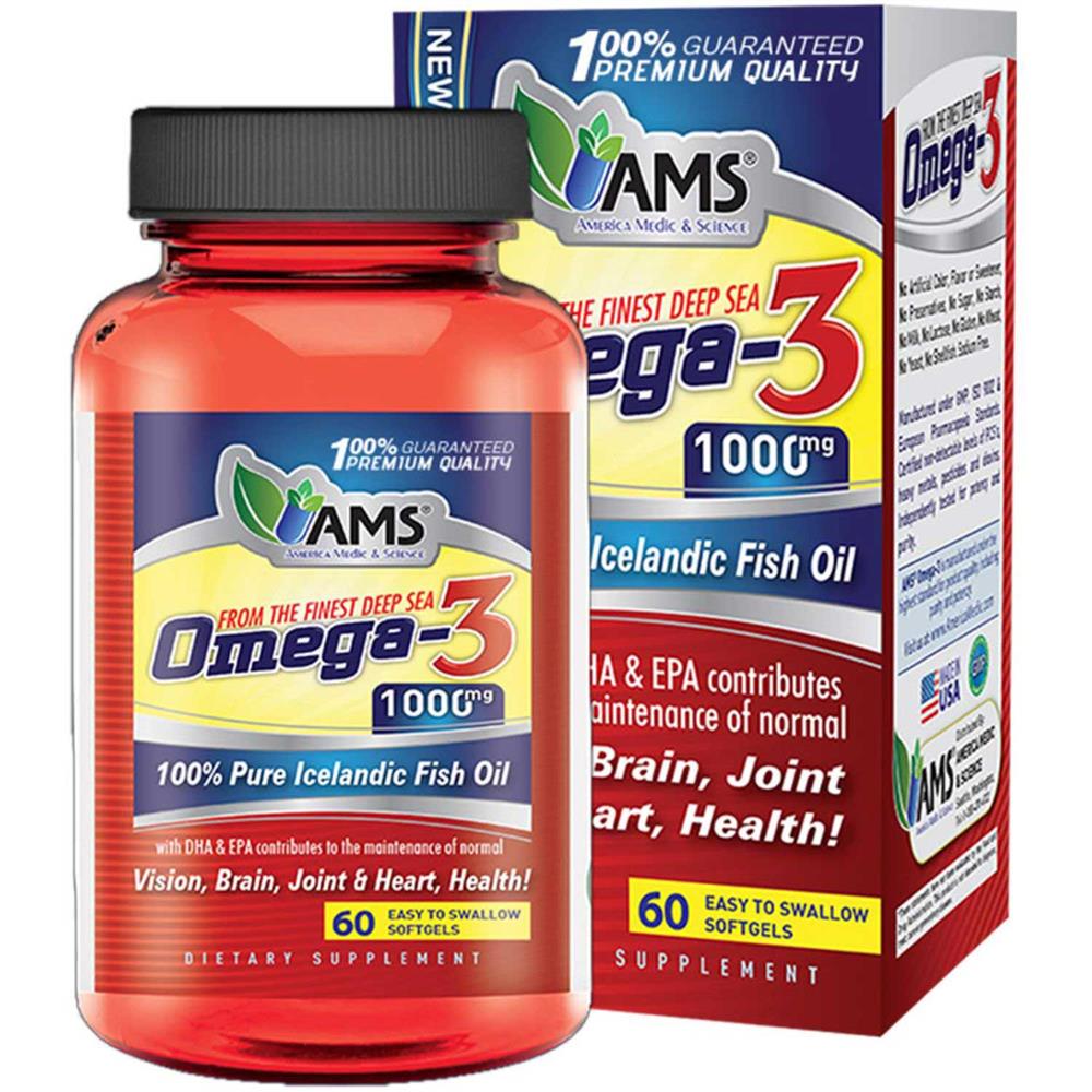 AMS Omega-3 1000mg Softgels 60's - SahaJamal Pharmacy