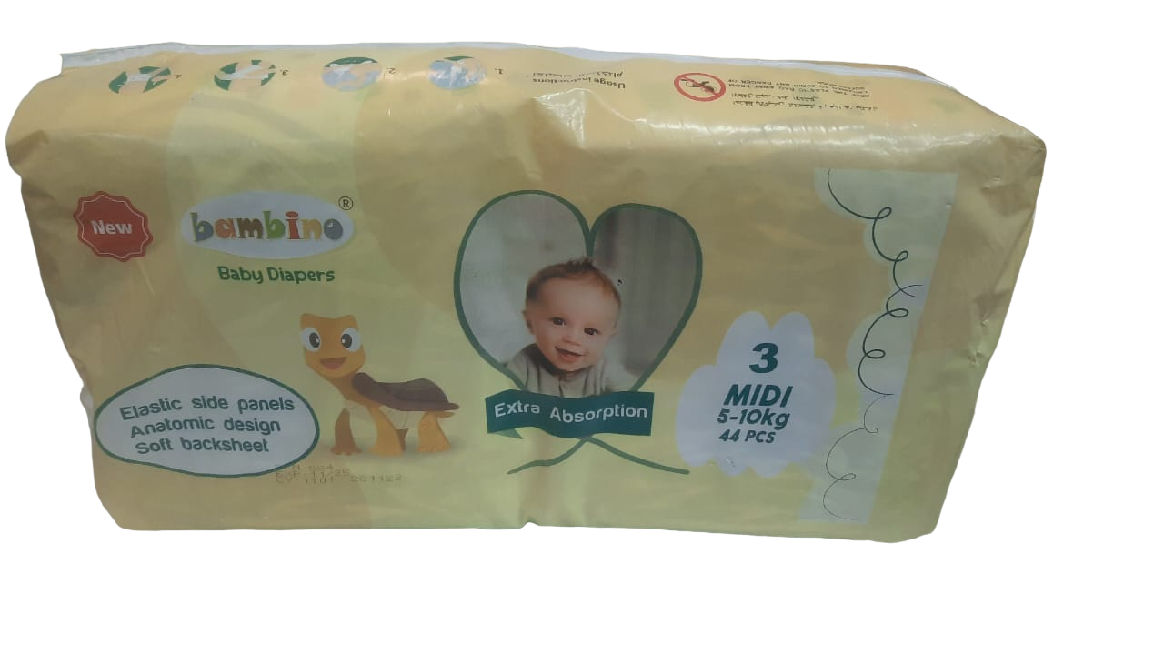Bambino Baby Diapers Mini Size 3 (4-9) 44Pcs - SahaJamal Pharmacy