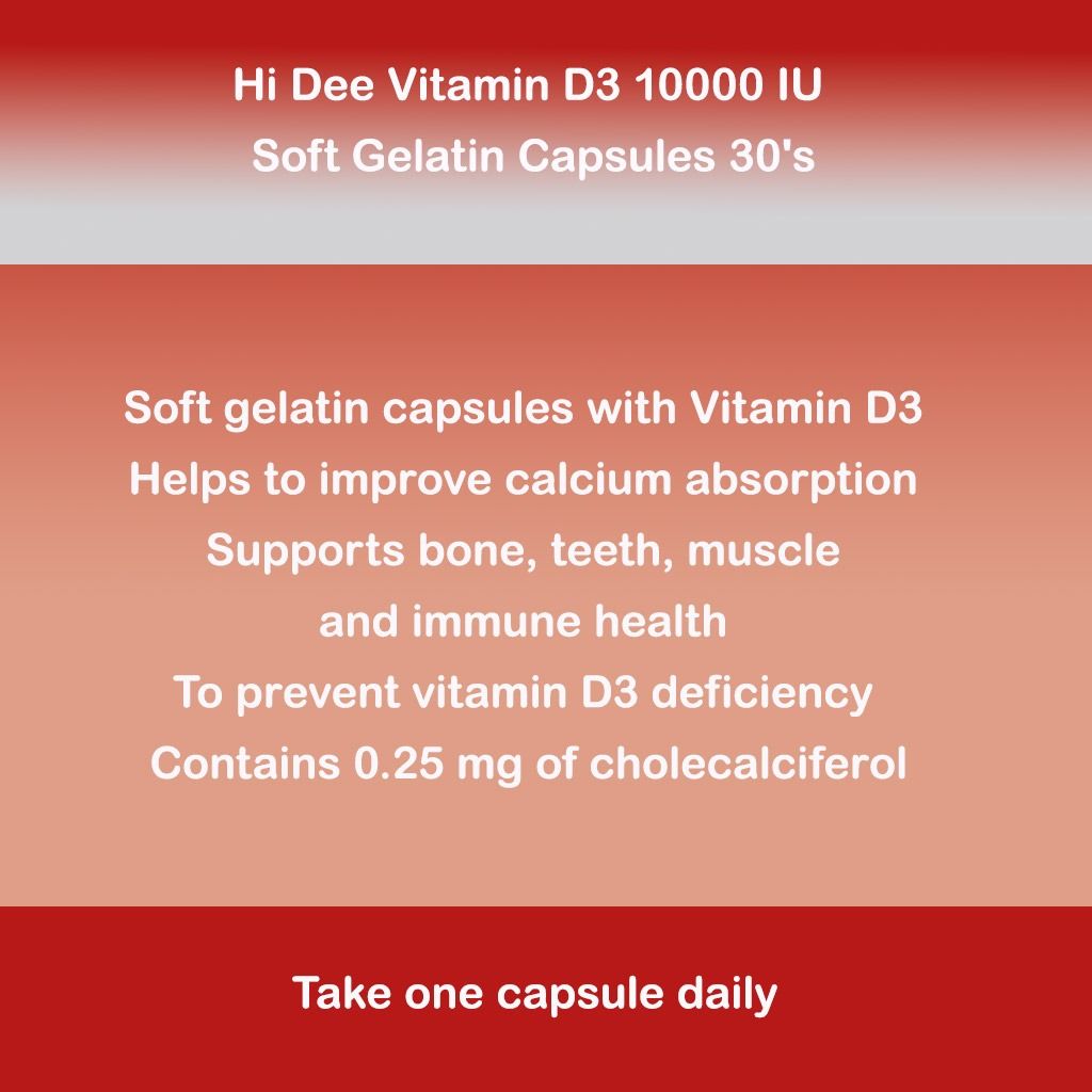 Hi Dee Vitamin D3 10000 Iu 30 S - SahaJamal Pharmacy