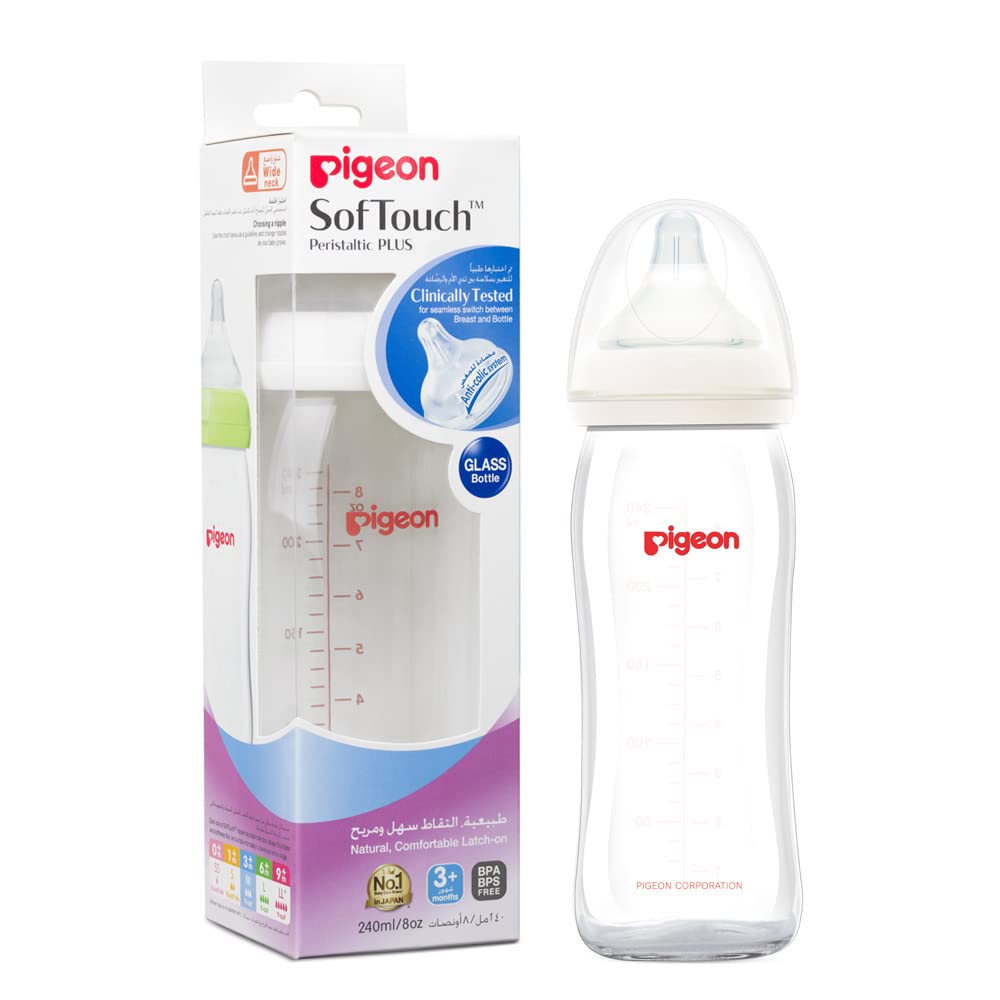 Pigeon Soft Touch Peristaltic Plus Glass Bottle 240ml - Saha Jamal Pharmacy