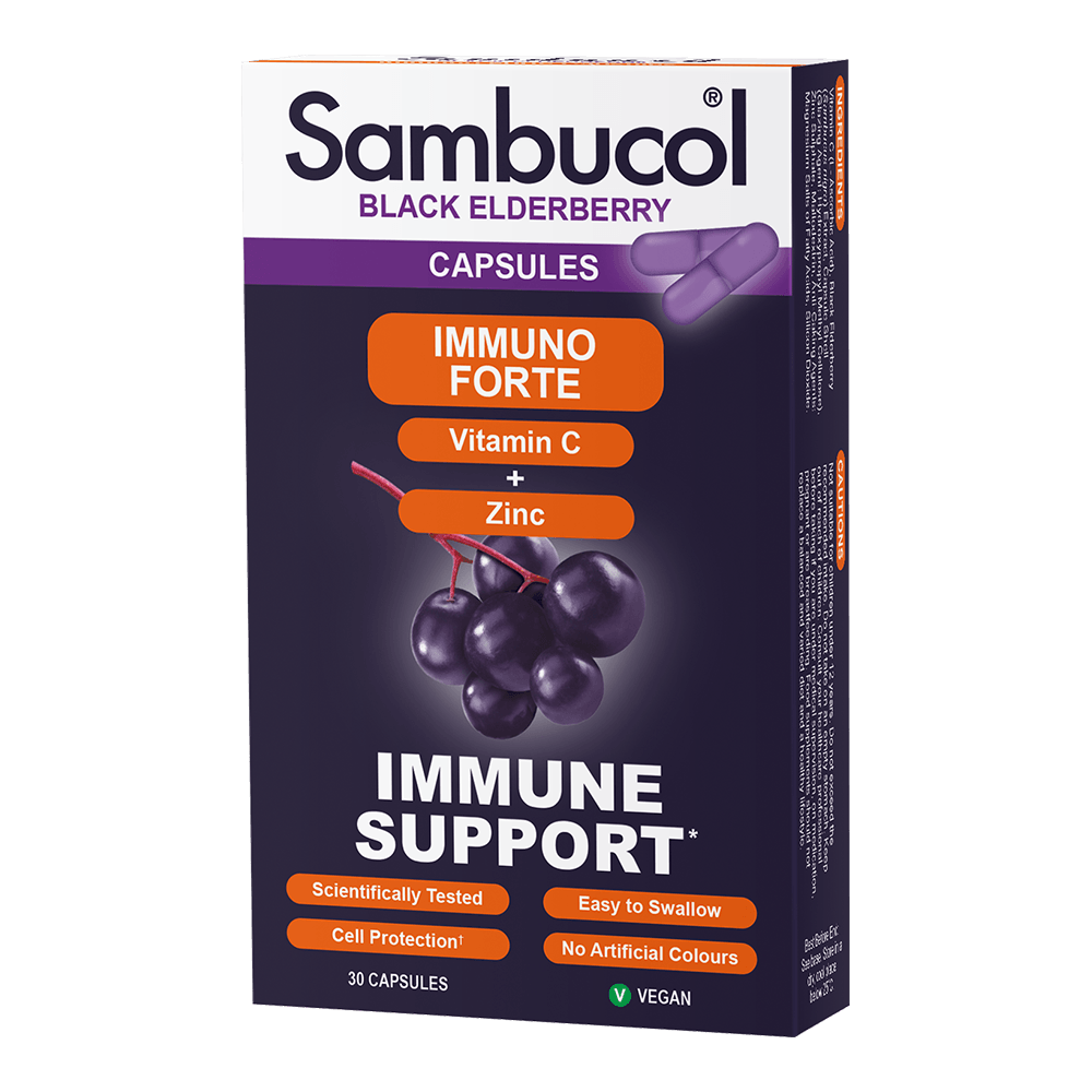 Sambucol immuno forte vit c+zinc caps 30s - SahaJamal Pharmacy