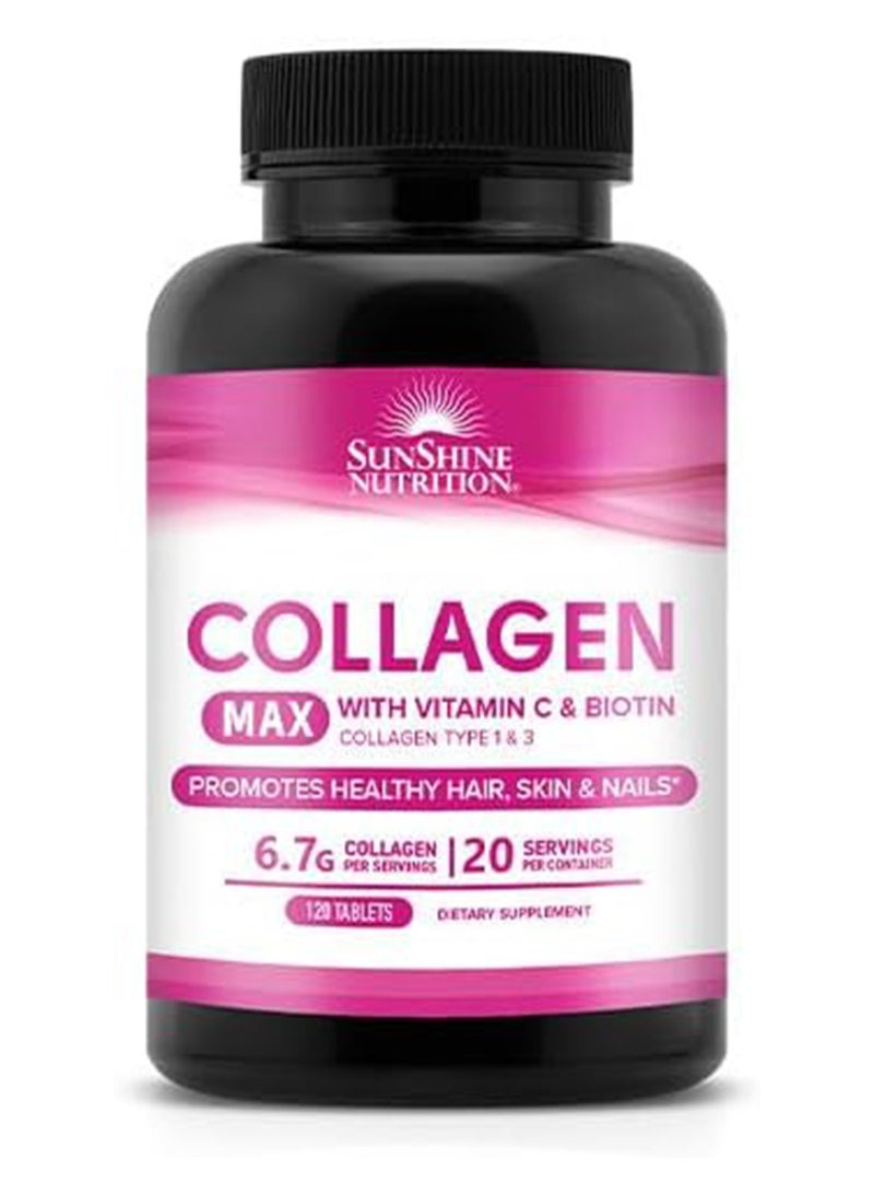 Sunshine Collagen Max With Vit Biotin 120 Tab - SahaJamal Pharmacy