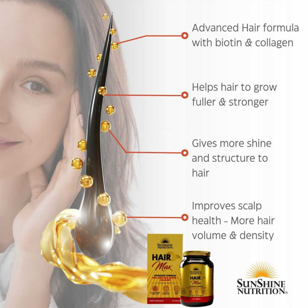 Sunshine Nutrition Hair Max Support Formula 100 Tablets - SahaJamal ...