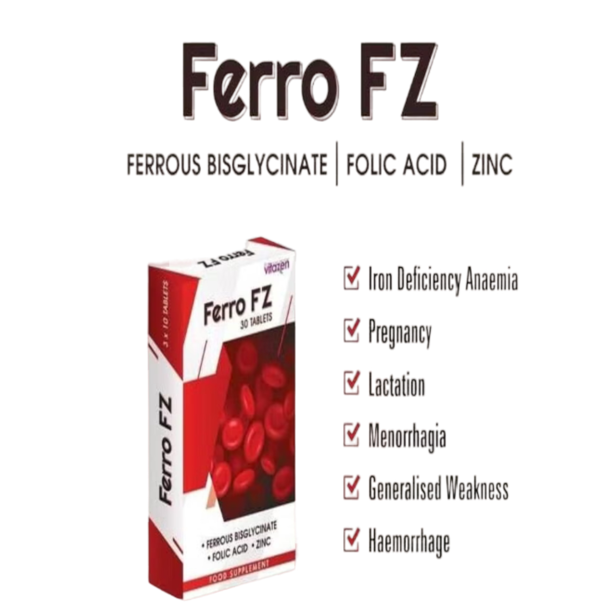 Vitazen Ferro Fz Tab 30’s – SahaJamal Pharmacy